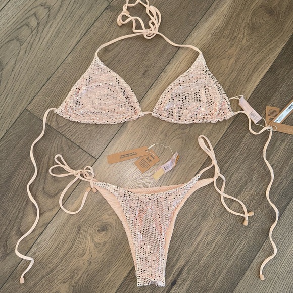 SKIMS | Swim | Final Price Drop Nwt Skims Sequin Triangle Bikini And ...